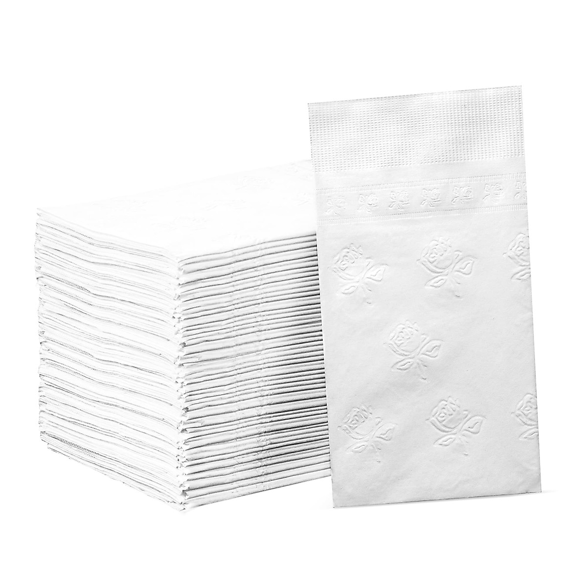 Comfy Package [300 Count - 7 ½” x 4 ¼” Folded] Paper Dinner Napkins - Disposable 2-Ply White Party Napkins (15” x 17” Unfolded)