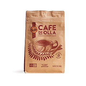 Café De Olla Ground Coffee, 12 Ounce, Cinnamon and Brown Sugar Spiced Mexican Dark Roast Coffee by La Monarca Bakery