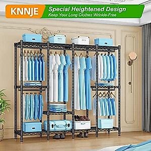 KnnJe Garment Rack Heavy Duty Clothes Rack Clothes Racks for Hanging Clothes, S60 + S8