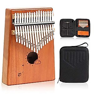 Kalimba 17 Keys Thumb Piano with Protective Box, Tuning Hammer and English Study Instruction. Portable Mbira Wood Finger Piano, Gifts for Kids and Adults Music Lovers