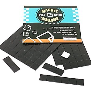 105-Piece Flexible Magnetic Squares for Light Everyday Use; Strong Adhesive - Just Peel & Stick
