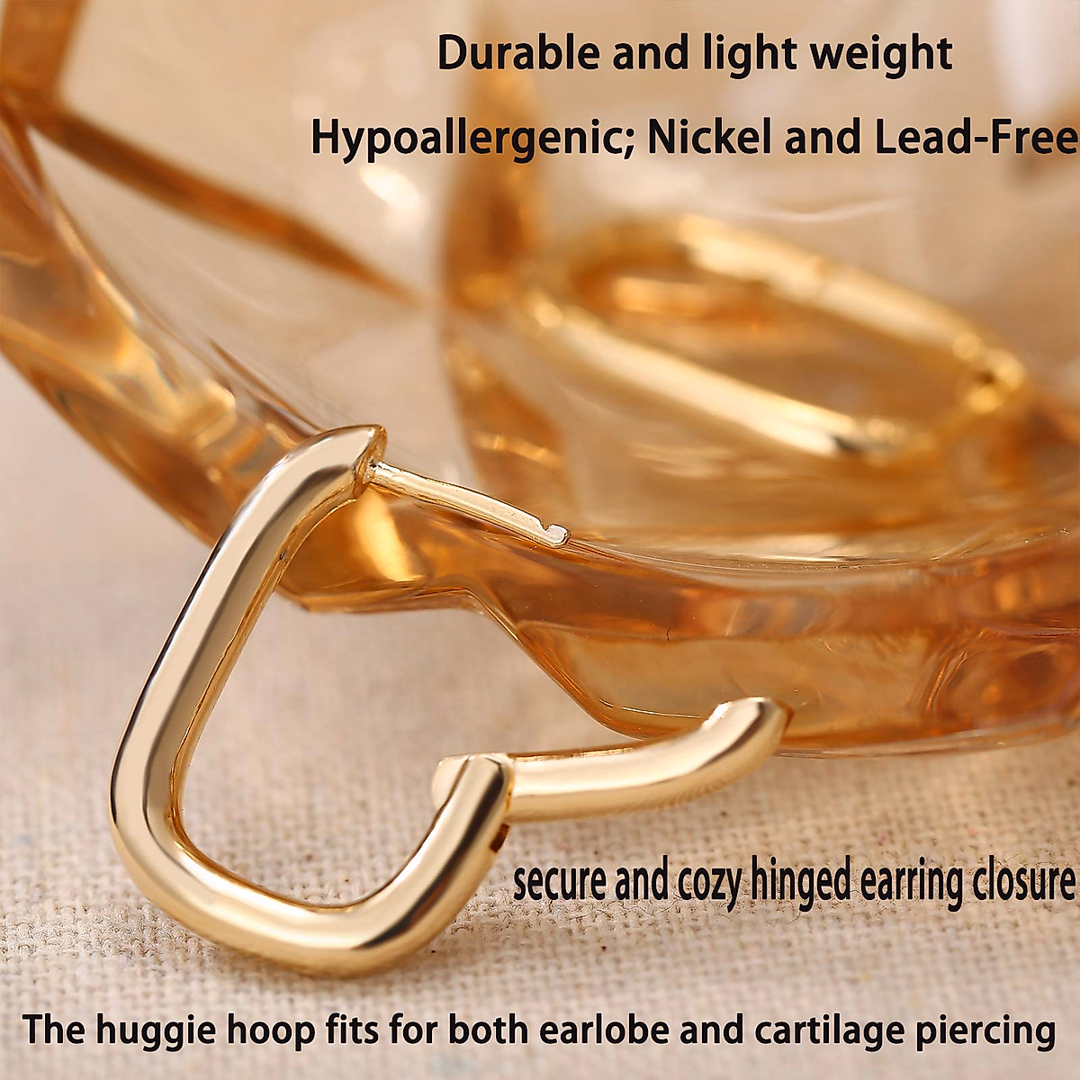 6 Pairs Chunky Gold Hoop Earrings Set for Women 14K Gold Plated Hypoallergenic Thick Open Huggie Hoop Set Jewelry for Gifts