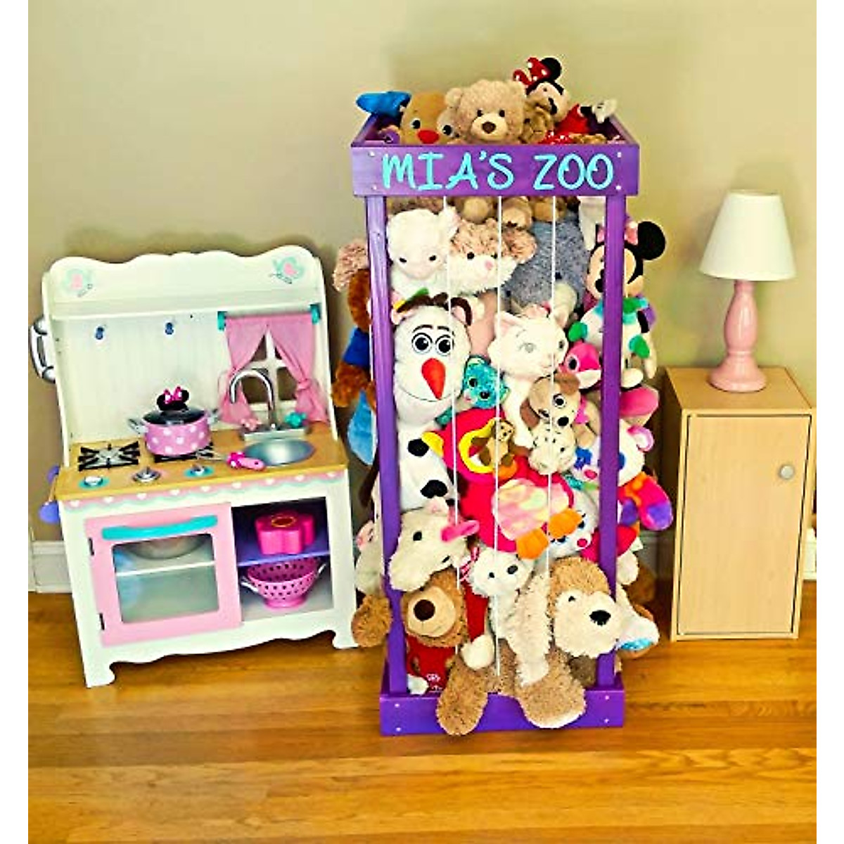 2', 32", 3', 4' Personalized Stuffed Animal Zoo, Wood Animal Holder, Storage, Stuffed Animal Organizer, Kids Gifts, Ball Storage, Birthday Gift, Stuffed Animal Storage, Zoo Keeper