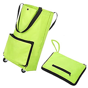 Shopping Bag with Wheels, BESUNTEK Foldable Portable Shopping cart Reusable Collapsible Trolley Bags Tote Grocery Cart, Large Capacity Utility Bag for Travel Shopping Home Kitchen Supermarket