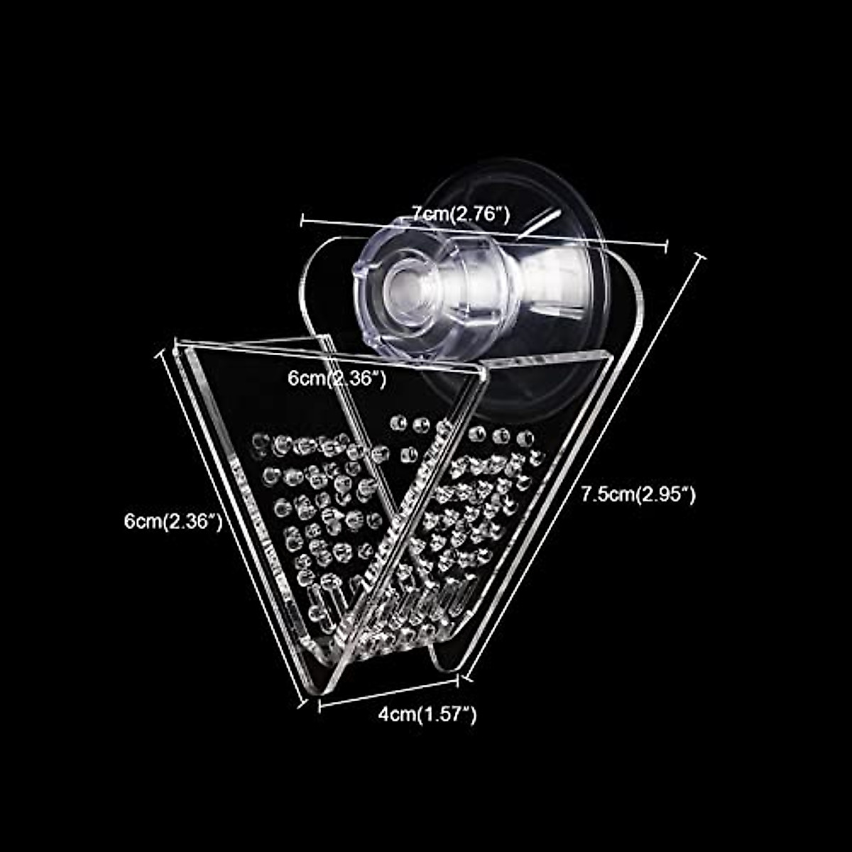 WEAVERBIRD Cone Red Worm Feeder Acrylic V-Shape Shrimp Fish Tank Feeding Cup with Suction Cup