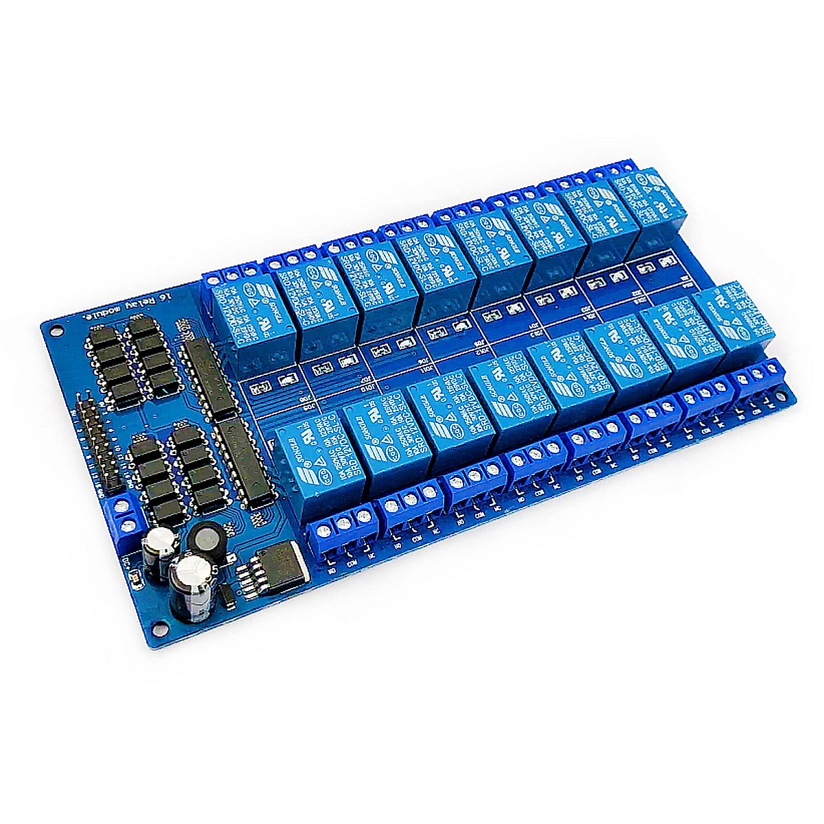 DEVMO 12V 16-Channel Relay Interface Board Module Optocoupler LED LM2576 Power Compatible with Ar-duino DIY Kit PiC ARM AVR