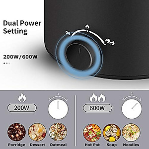 Topwit Electric Hot Pot, Mini Ramen Cooker, 1.6L Noodles Pot, Multifunctional Electric Cooker for Pasta, Shabu-Shabu, Oatmeal, Soup and Egg with Over-Heating Protection, Boil Dry Protection, Black