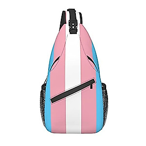 Transgender Flag Sling Backpack Crossbody Chest Bag Daypack for Hiking Travel