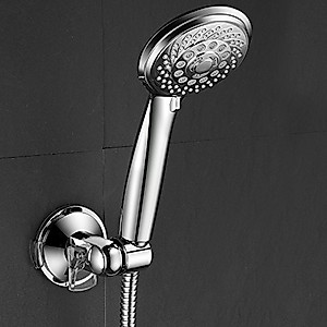 HotelSpa Universal Angle-Adjustable Hand Shower Wall Bracket for Easy Reach/Perfect Angle Fits ANY SHOWER! Patented Push-Lock provides Superior Suction Power. Self-Adhesive Slide-in Holder included