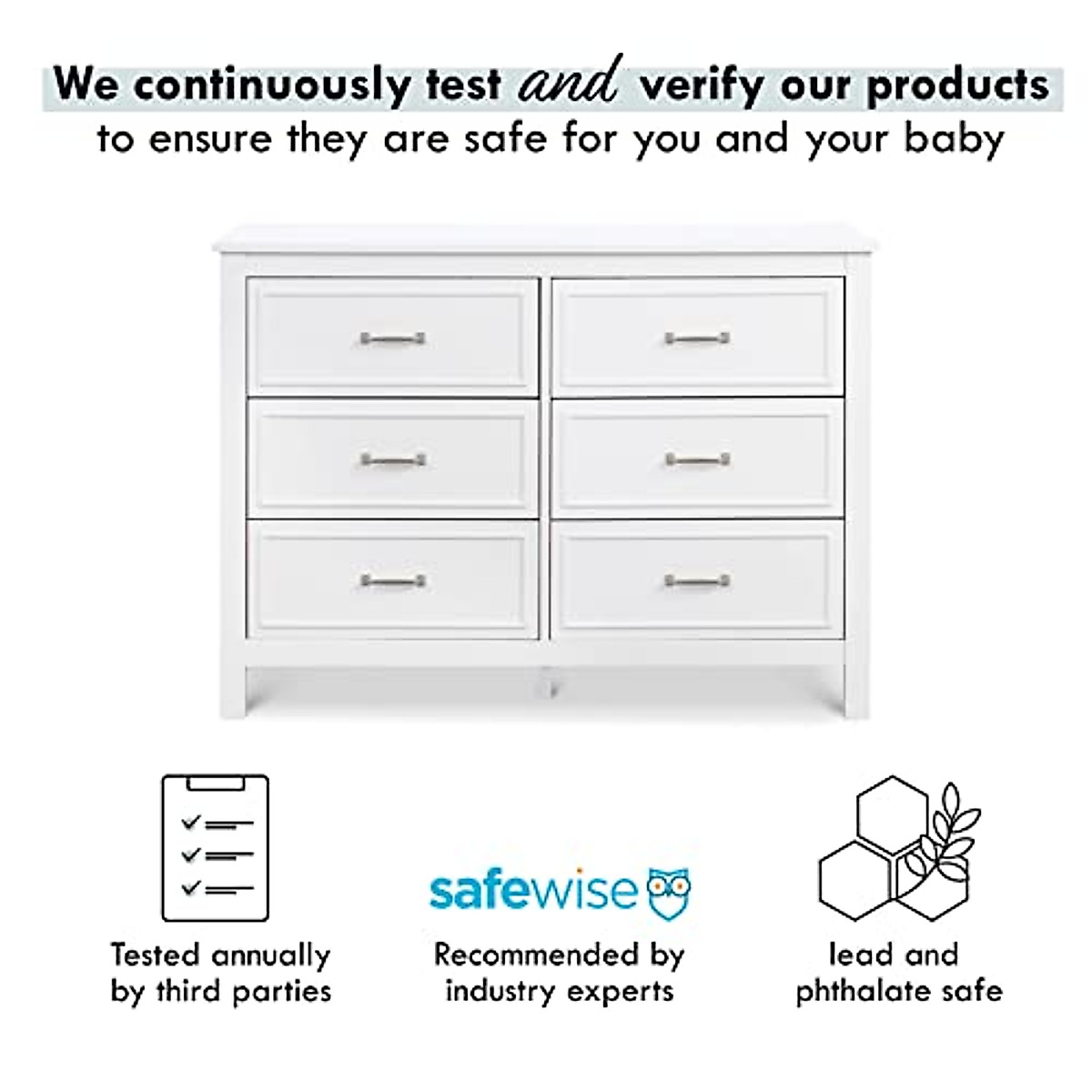 DaVinci Charlie 6-Drawer Double Dresser in White