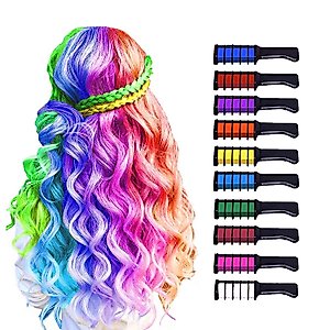 MSDADA 10 Color Hair Chalk for Girls - Hair Chalk Comb Kids Temporary Hair Color Dye - Teen Girl Gift Hair Stuff Accessories Makeup Kit Christmas Gifts Toys for Girls Age 6 7 8 9 10 11 12 13 Year Old