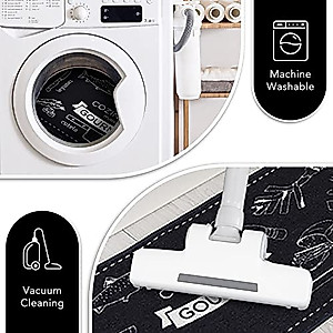 Dephora Kitchen Rugs and Mats Washable 2 Pieces Rubber Backing Microfiber Non-Slip Rug Set for Kitchen Floor Front of Sink, Hallway, Laundry Room 15"x47"+15"x23", Cozinha