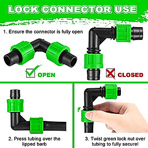12 Pieces Drip Irrigation Elbow 1/2 Inch Universal Elbow Fitting Hose Elbow Connector, Compatible with 16-17mm Drip Tape Tubing Sprinkler Systems (Green)