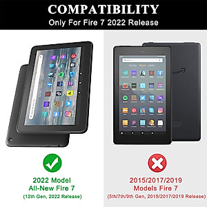 YOYOYX Case for Amazon Kindle Fire 7 Tablet (2022 Release-12th Generation), Slim Folding Premium PU Leather Protective Case Stand Shell Shockproof Soft TPU Cover, Book Lover Quote