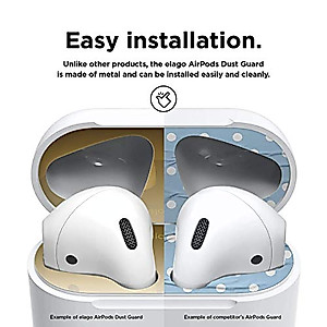 elago AirPods 2 Dust Guard (Gold, 2 Sets) Dust-Proof Metal Cover, Luxurious Finish, Watch Installation Video - Compatible with Apple AirPods 2 Wireless Charging Case [US Patent Registered]