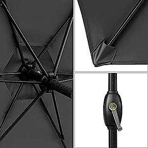 SUNVIVI OUTDOOR 7.5 Ft Patio Umbrella Outdoor Market Table Umbrella Luxury Aluminum Pole Umbrella with Push Button Tilt and Crank, 6 Ribs, Polyester Canopy, Black
