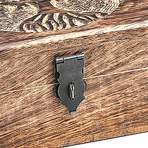 Samhita Handmade Mango Wood Tree of Life Engraving Beautifully Keepsake Box Jewellery Organiser Unique Gift Ideas for Men & Women (Flame Work Finish)