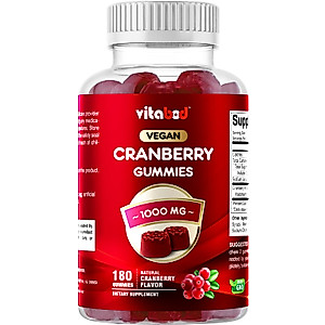 Vitabod Cranberry Gummies Urinary Tract Health Supplement - 1000mg - 180 Pectin Based Gummies