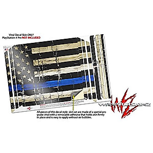 WraptorSkinz PS4 Pro Skin Wrap Painted Faded Cracked Blue Line Stripe USA American Flag - Decal Style Skin fits Sony PlayStation 4 Pro Console