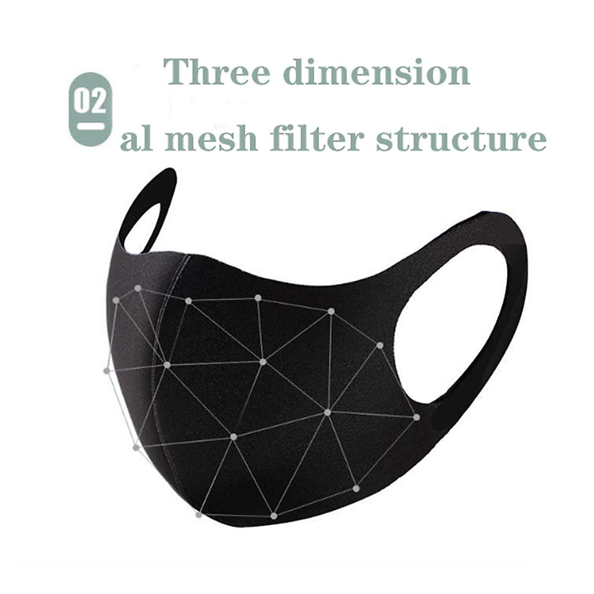 KFIAQ Black Face Mask, Stretchy & Soft Fabric Face Covering, Washable Reusable Protective Cloth Face Masks, Fashion Unisex (10PC)