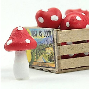 Meyer Imports Mini Wooden Mushroom Decoration (Pack of 6) - Miniature Mushrooms for Fairy Garden Art/Crafts/Dollhouse/Figurines Decor - Red