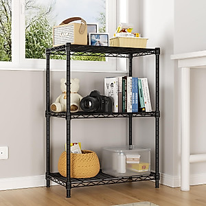 Golpart 3 Tier Adjustable Storage Shelves,Heavy Duty Metal Utility Shelf 450LBS Capacity,Wire Shelving Unit Organizer Rack for Home,Kitchen,Office,Bathroom,Pantry Room,12" D x 22" W x 22.5" H,Black