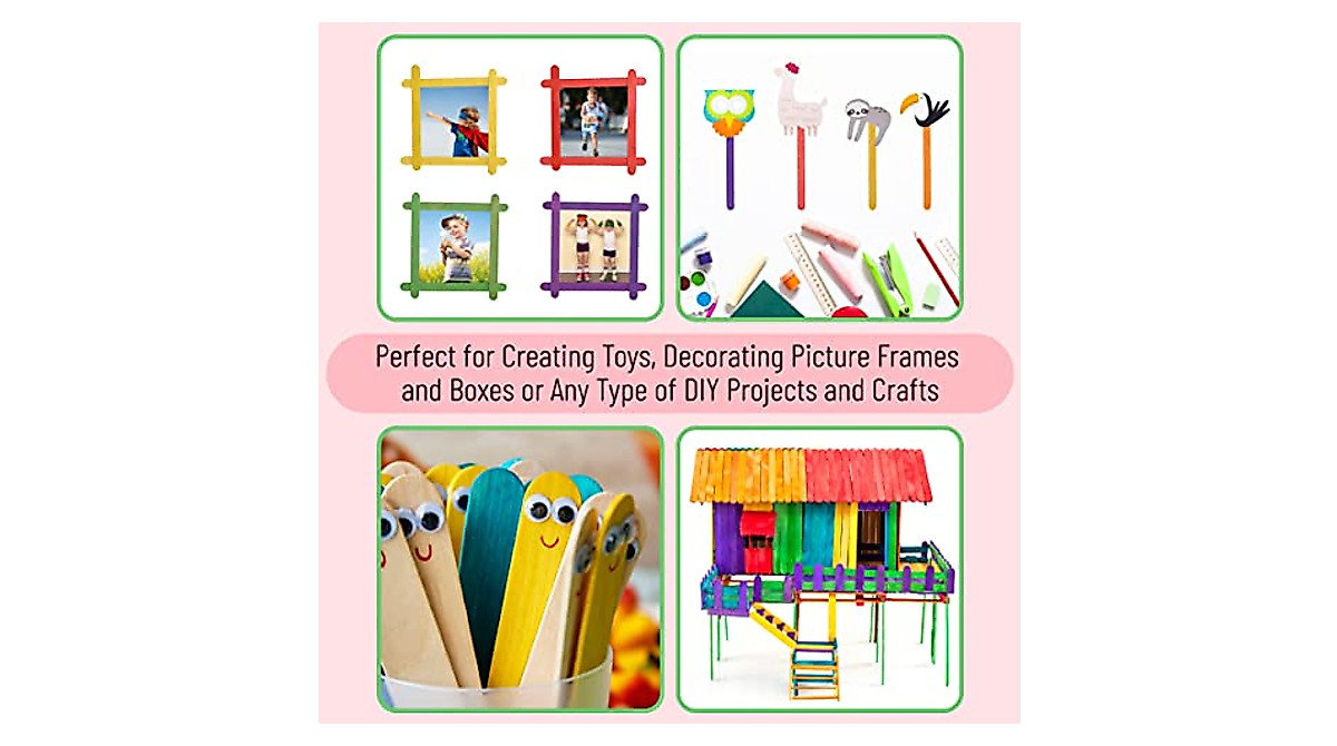 Mr. Pen Colored Popsicle Sticks - 200 Vibrant Craft Sticks for Kids