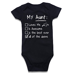 SOBOWO My Aunt Loves Me Baby Clothes Funny Baby Bodysuits Pregnancy Announcements Onsies Romper Jumpsuits for Newborn Boys Girls 0-6 Months (3-6 Months, My Aunt Loves Me Black)