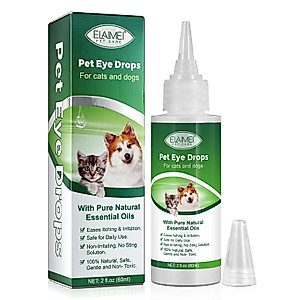 AIQIUSHA Dog Eye Drops 60ML for All Animal Eye Wash,Helps Relieve Pink Eye & Allergy Symptoms,Eases Itching & Irritation,with Pure Natural Essential Oils 100% Natural, Safe, Gentle and Non- Toxic
