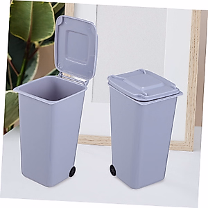 Parliky 4Pcs Desktop Trash Cans with Lids and Wheels Creative Countertop Garbage Bins for Office Home and School Pencil Cup Holders for Easy Waste Disposal