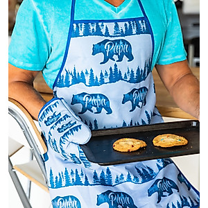 Papa Bear Funny Fathers Day Cooking Forest Graphic Novelty Kitchen Accessories Funny Graphic Kitchenwear Dad Joke Funny Animal Novelty Cookware Blue Oven Mitt