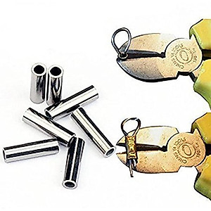 Zikablle 200pcs Single Barrel Crimp Sleeves Fishing Line er Silver Copper Tube Fishing Wire Sleeves Rigging Tackle Wire Rope Clips Tube Connector (1.6mm)