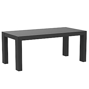 Plank+Beam 72 Inch Modern Wood Dining Table, Solid Wood Rectangular Dining Table for Kitchen/Dining Room, Black Wirebrush