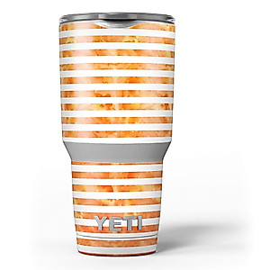 Design Skinz The Orange Watercolor Surface with Horizontal Stripes - Skin Decal Vinyl Wrap Kit Compatible with The Yeti Rambler Cooler Tumbler Cups
