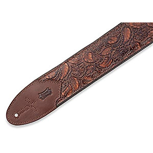 Levy's Leathers Sundance 3" wide Embossed Leather Guitar Strap; Western Series - Geramium Whiskey (M4WP-006)