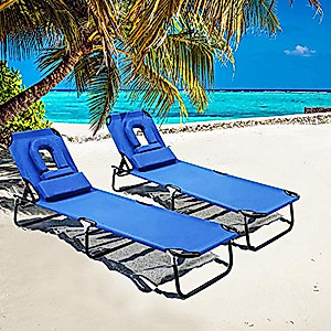 Casart Chaise Lounge Chair, Folding Beach Chair with Adjustable Back and Hole for Face Down, Perfect for Beach, Pool, Patio and Lawn (1)