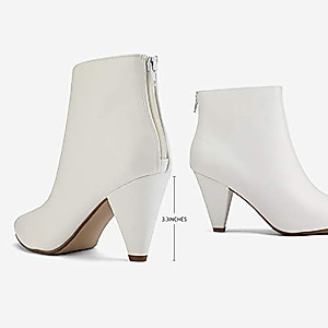 DREAM PAIRS Women's Pointed Toe Ankle Boots High Heel Booties Fashion Zipper Dress Boots,Size 10,White/Pu,KALILA
