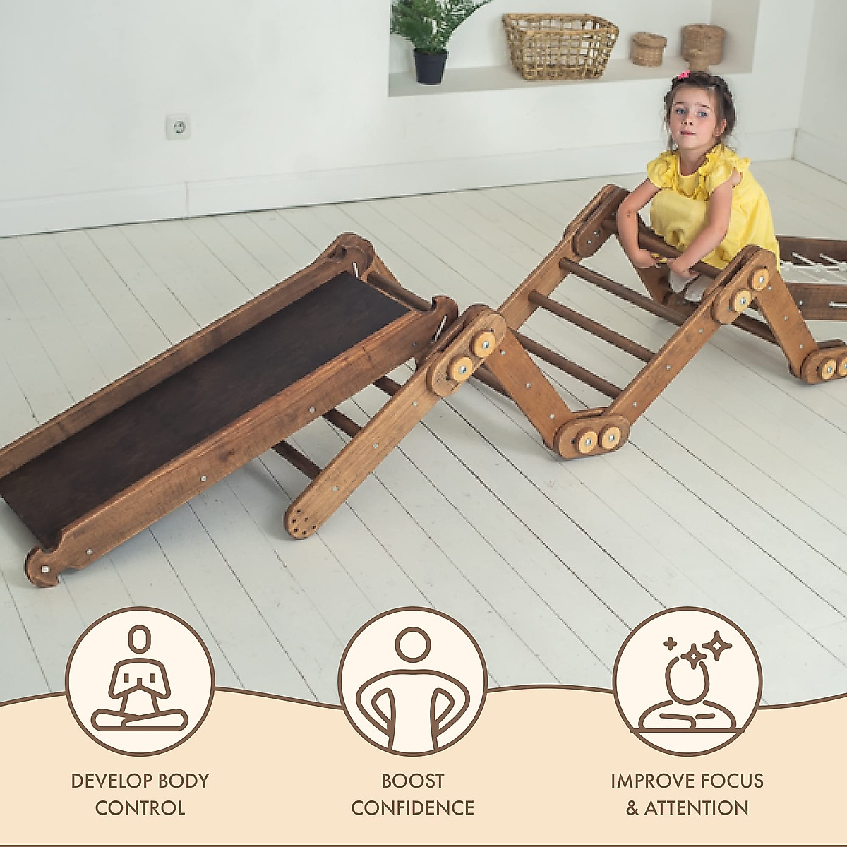 Foldable Snake Pickler Set 8in1 with Climber and Slide with ramp - Montessori Climbing Toys for Toddlers and Kids 1-7 y.o.