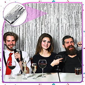 Jerify 30 Pcs Silver Foil Fringe Curtains 3.28 x 8.2 ft Metallic Tinsel Backdrop Streamer Curtains for Party Photo Wedding Birthday Bridal Shower Decor