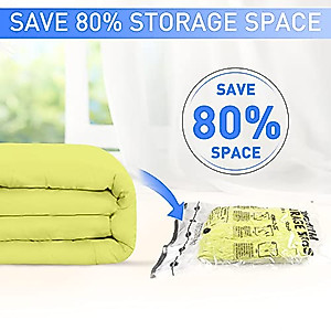 10 Pack Vacuum Storage Bags, Space Saver Bags (10 Large) Compression Storage Bags for Comforters, Pillows, Blankets, Clothes with Hand Pump - 10 Large