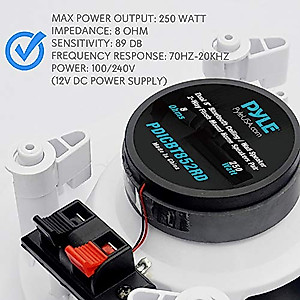 Pyle 6.5” Pair Bluetooth Flush Mount In-wall In-ceiling 2-Way Speaker System Quick Connections Changeable Round/Square Grill Polypropylene Cone & Polymer Tweeter Stereo Sound 150 Watt (PDICBT652RD)