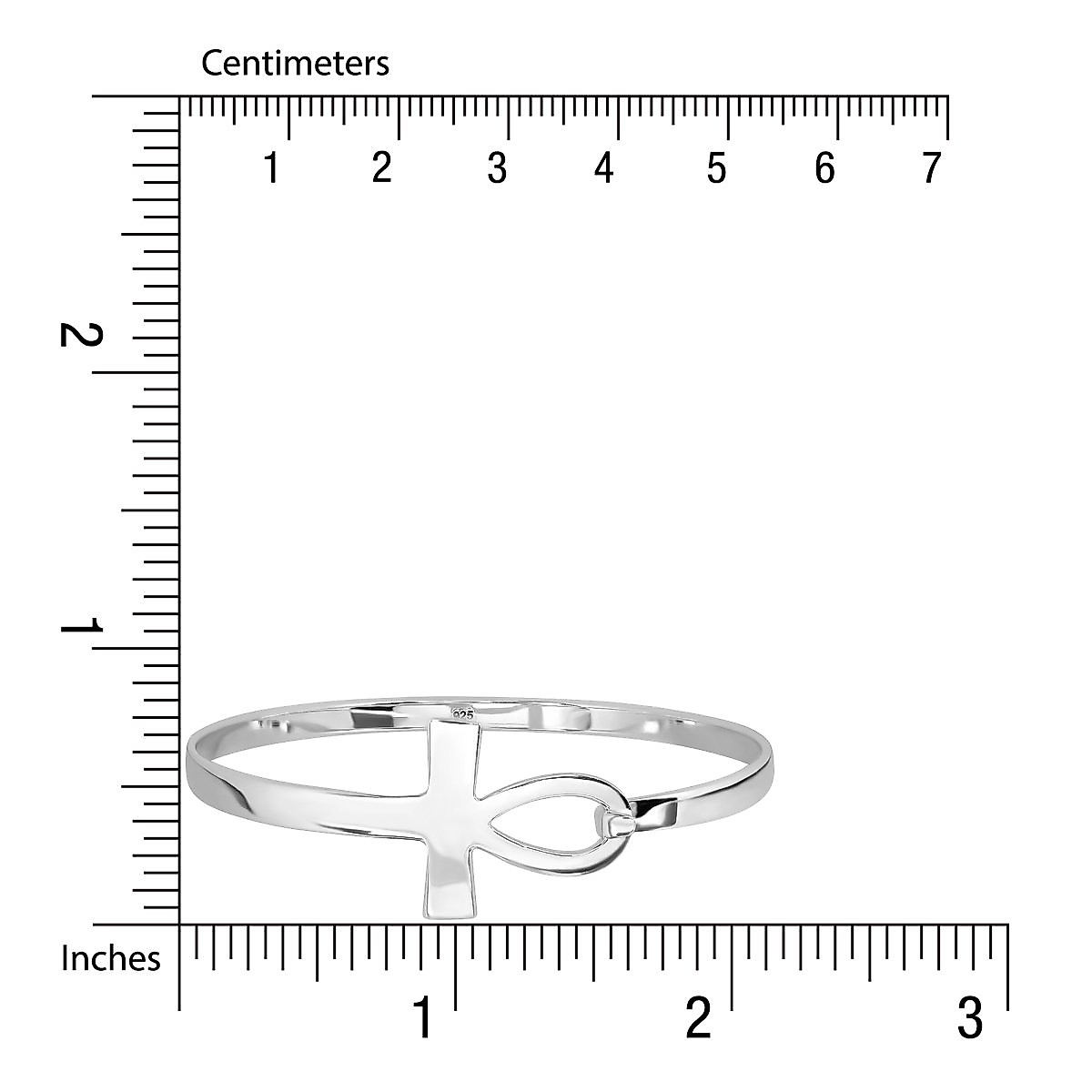 WithLoveSilver Sterling Silver 925 Ankh Cross Key of Life Bangle Bracelet