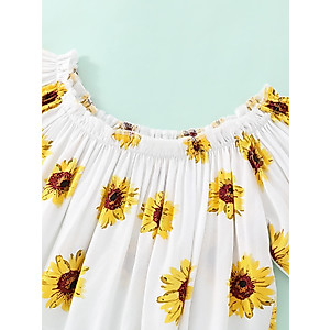 SOLY HUX Girl's 2 Piece Outfit Summer Boho Floral Print Long Sleeve Top and Shorts Set Cute Clothes for Girls Multicoloured 140