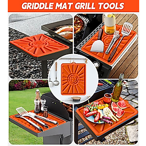 Silicone Grill Mat for Outdoor Grill Blackstone, Griddle Mat Barbeque Grill Accessories Tools Kitchen Counter Spatula Mat BBQ Side Shelf Mat Grill Pad for Blackstone Griddle Accessories