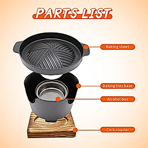 Saihisday 7" Single Person Grill Japanese Mini Hibachi Grill, Mini Tabletop Portable Grill, Korean BBQ Charcoal Grill, Heavy Duty Cast Aluminum Grill Platter