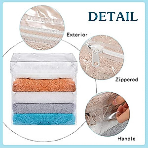 3 Pcs Clear Zippered Organizers Clothes Storage Bags with Handle Plastic Sweater Storage Foldable Toy Storage Bin for Organizing Blankets Underwear Toys Travel Storage (3 Pcs)