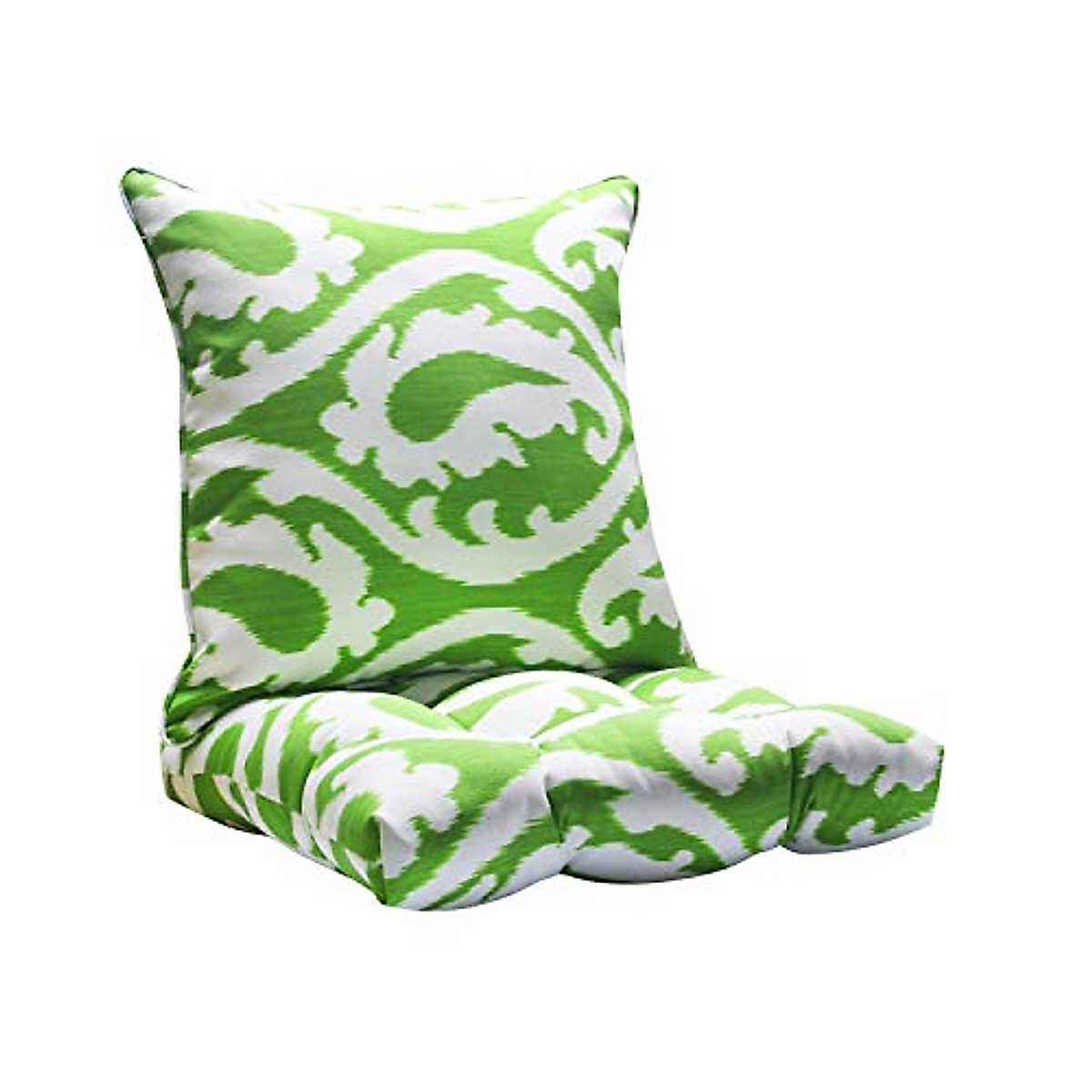 Outdoor Waterproof Decorative Seat Cushions Set for Patio Furniture, 20x20 Inch Fade Resistant Tufted Chair Cushions and Patio Garden Throw Pillows with Inserts for Couch Bed Sofa, Paisley Green