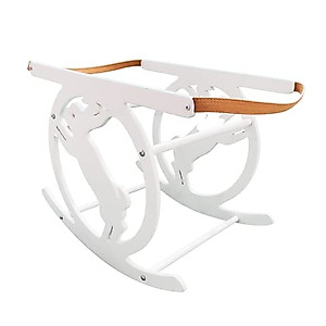 MYBASSINET Moses Basket Rocker Stand Antique White Stand for Baby Infants Durable and Sturdy Natural Wood Rocking Feature Modern Design Safe and Secure Fits Moses Baskets 32.5X16.5X14 Inch