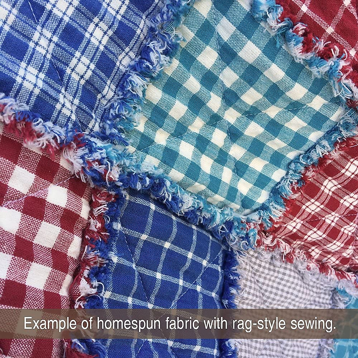 Cottage Blue 5 Mini Buffalo Plaid Cotton Homespun Fabric by JCS - Sold by The Yard