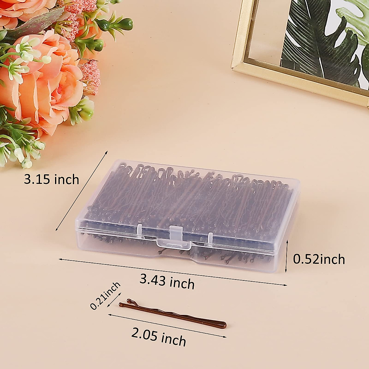 Laicky Bobby Pins, 200Count Brown Hair Pins Hairpins with Box for Women Lady Girls Kids Hair Pin Invisible Wave Hairgrip Barrette Hairclip Bulk Hair Accessories (Brown,2.2 Inch)